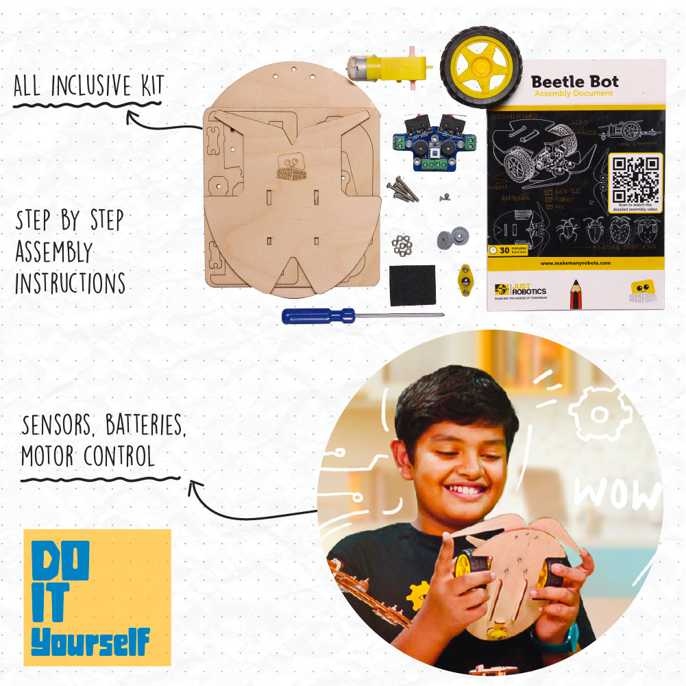 Beetle Bot - DIY Robot with 2 tactile antennas – Make Many Robots